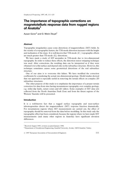 Pdf The Importance Of Topographic Corrections On Magnetotelluric Response Data From Rugged