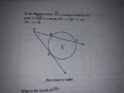 Solved In The Diagram Below Ps Is A Tangent To Circle O At