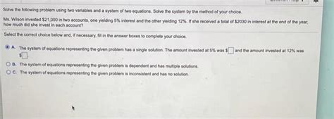 Solved Solve The Following Problem Using Two Variables And A
