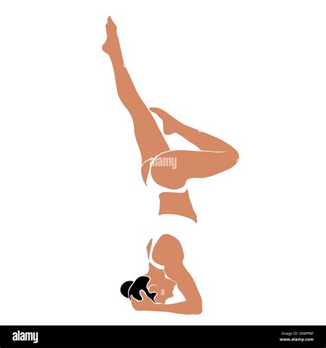The Pose Of A Girl Who Does Yoga Stretching Vector Illustration In