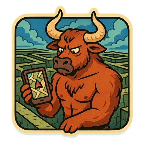 Minotaur With Gps In Labyrinth Sticker Funny Car Sticker Weatherproof Mythological T