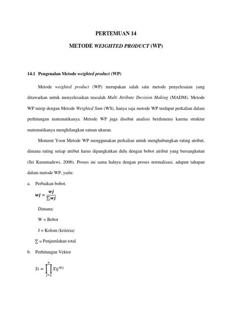 14 metode weighted product pdf