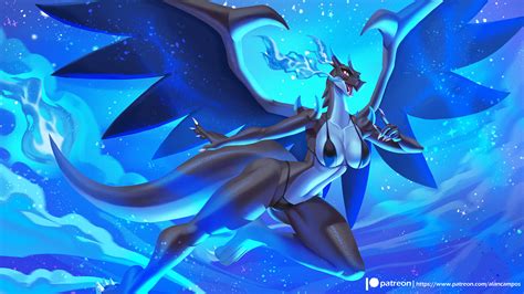 297584 Safe Artist Alanscampos Charizard Fictional Species Mega Charizard X Mega Pokémon