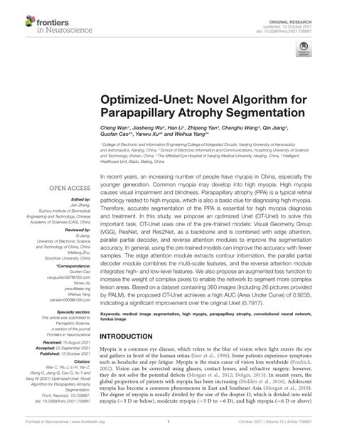 Pdf Optimized Unet Novel Algorithm For Parapapillary Atrophy Segmentation