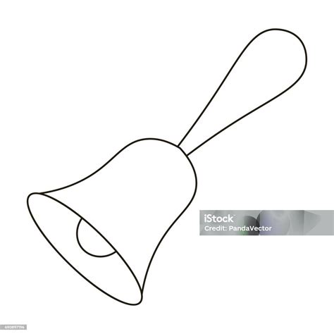 Beyaz Arka Plan Üzerinde Izole Anahat Tarzı Zil Simgesini Okul Sembol