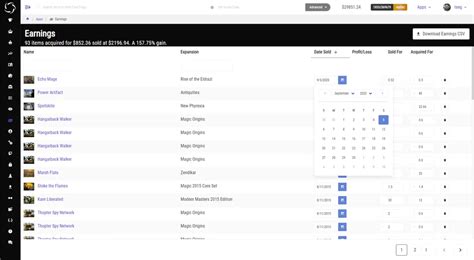 Earnings Track Items Sold Or Traded