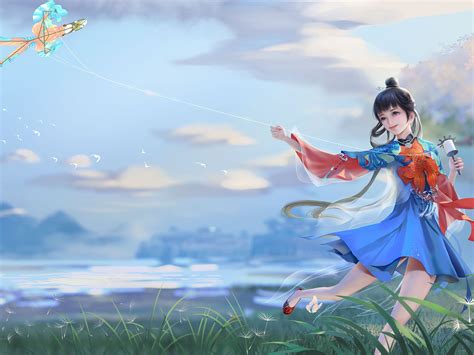 游戏插画天刀少女 泼墨现山水 站酷ZCOOL