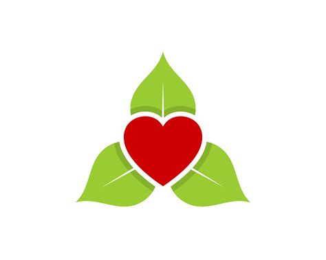 Triangle Leaf With Red Love In The Middle 9789114 Vector Art At Vecteezy