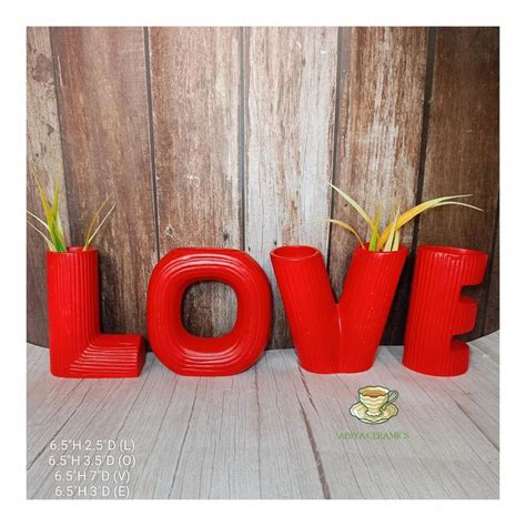 Ceramic Exclusive Red Love Text Vase Set 4 Pcs At 550 Piece In Khurja