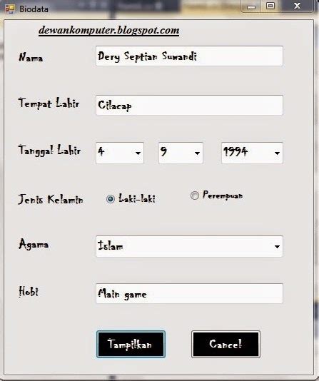 cara menampilkan data di textbox ke messagebox pada c ~ dewan komputer