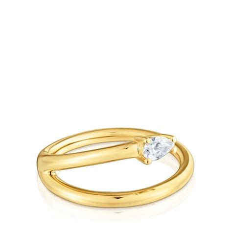 Ring With 18kt Gold Plating Over Silver And Laboratory Grown Diamond Lio Lgd Tous