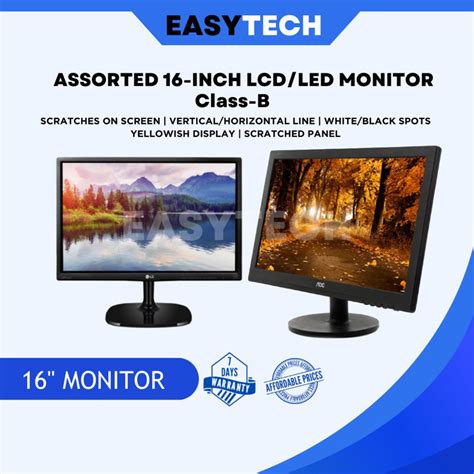 Easytech 16 Inch Assorted Brand Class B Monitor For Desktop Pc Laptop