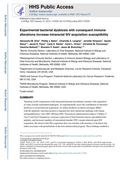 Pdf Experimental Bacterial Dysbiosis With Consequent Immune Alterations Increase Intrarectal