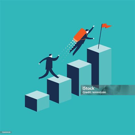 차트 열에 점프 하는 사업가로 성장 개념입니다 성공 성취 동기 부여 비즈니스 기호 성장 계단에 대한 스톡 벡터 아트 및 기타 이미지 Istock