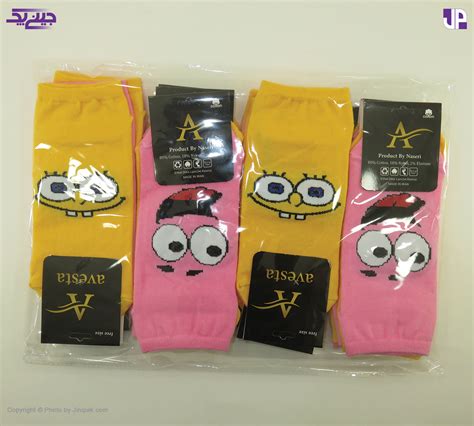 مشخصات، قیمت و خرید عمده جوراب نخی مچی زنانه فانتزی تا به تا طرح باب اسفنجی و پاتریک