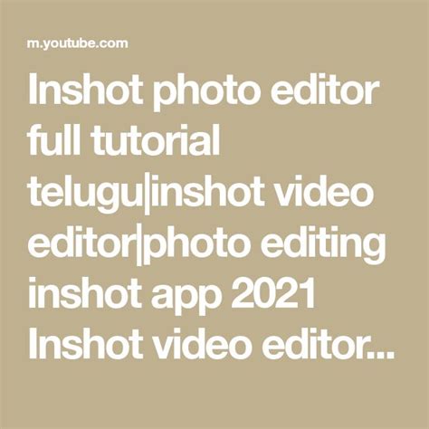 Inshot Photo Editor Full Tutorial Telugu Inshot Video Editor Photo