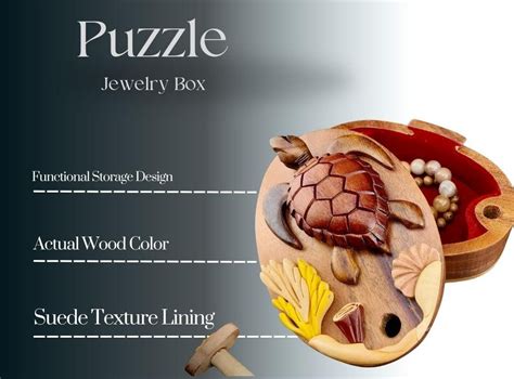 Handmade Wooden Sea Turtle Puzzle Box Oak And Walnut Hidden Compartment
