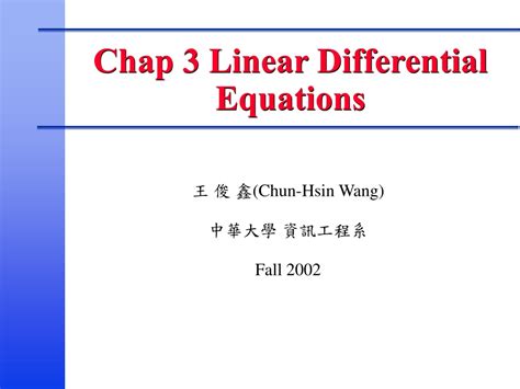 Ppt Linear Differential Equations Second Order Homogeneous Equations Powerpoint Presentation