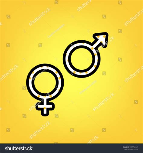 Sex Symbol Sign Vector Yellow Polka เวกเตอร์สต็อก ปลอดค่าลิขสิทธิ์
