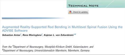 Augmented Reality Supported Rod Bending In Multilevel Spinal Fusion Using The Advise Software