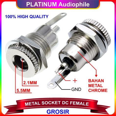 Metal Chrome Dc Socket Female Metal Socket Dc Jack Adapter 2 1mm X 5 5mm Sdc 009 Shopee Malaysia