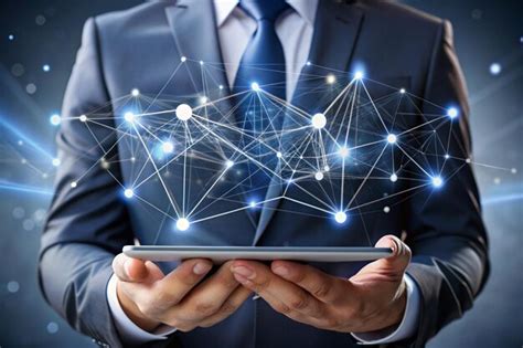 Networking And Communication Concept Abstract Of D Network Connection In Tablet And Businessman