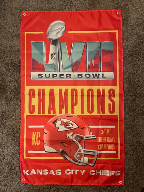 Kansas City Chiefs Lvii Super Bowl Championship Flag Banner Etsy