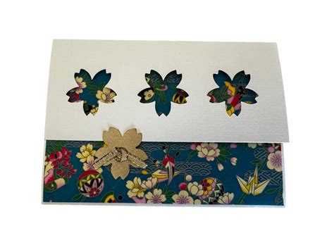 Japanese Chiyogami With Sakura Cut Greeting Cards Set Of 3 Sak Etsy