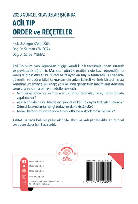 Acil Tıp Order Ve Reçeteler Ema Tıp Kitabevi Ema Tıp Kitabevi