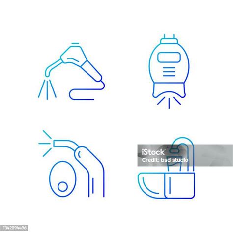 Pergi Ke Ikon Vektor Linear Gradien Dokter Gigi Ditetapkan Ilustrasi