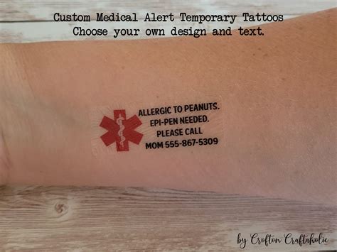 Epilepsy Seizure Risk Medical Alert Temporary Tattoo Australia