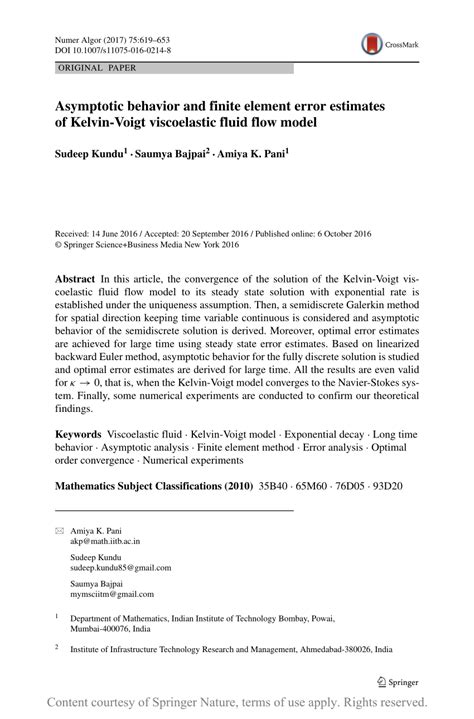 asymptotic behavior and finite element error estimates of kelvin voigt