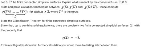 Solved Let ΣΣ′ Be Finite Connected Simplicial Surfaces