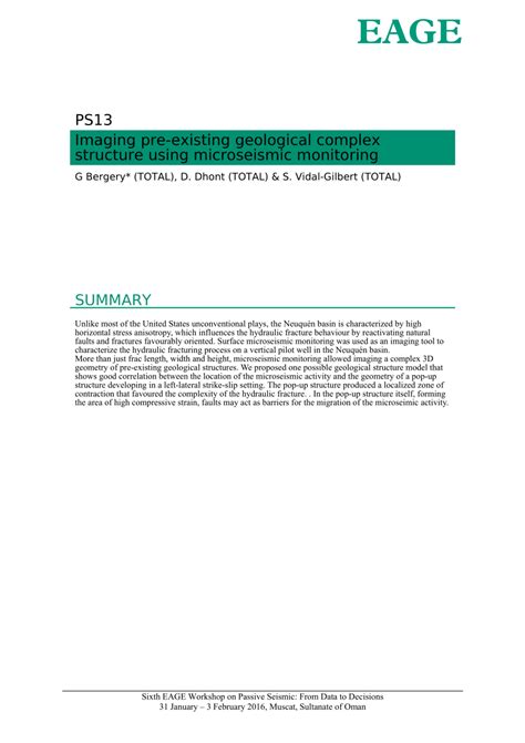 PDF Imaging Pre Existing Geological Complex Structure Using Microseismic Monitoring
