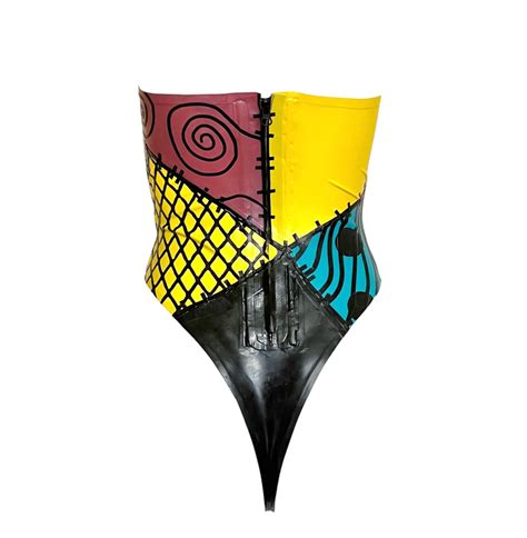 Latex Sally Halloween Strapless Boned Thong Bodysuit Black Sheep Latex