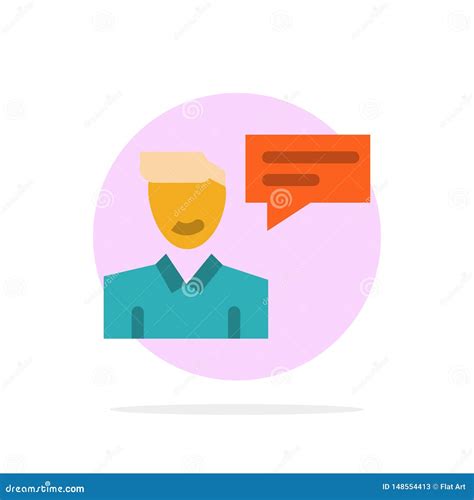 Chat Message Popup Man Conversation Abstract Circle Background Flat Color Icon Stock Vector