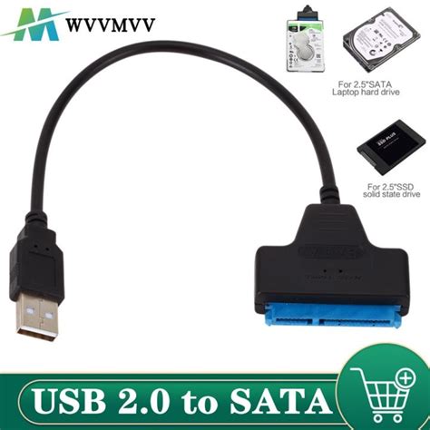 【cw】 Wvvmvv Usb2 0 To Sata 22pin Cable Adapter Converter Lines Hdd Ssd Connect Cord Wire For 2