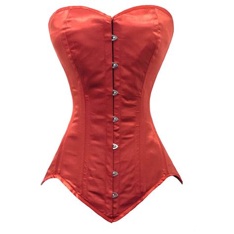 Heavy Duty 26 Double Steel Boned Overlong Red Satin Corset Dress Club