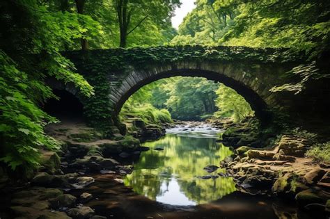Premium Ai Image Ivycovered Arch Bridge Over A Stream Beautiful