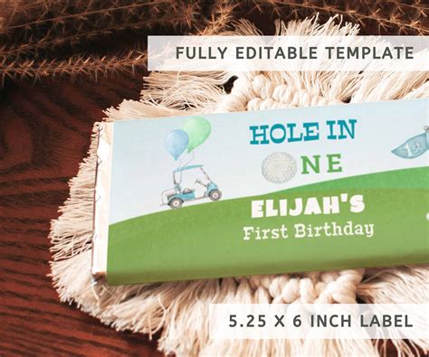 Golf Chocolate Bar Wrapper Template Golf Party Favor Hole In One