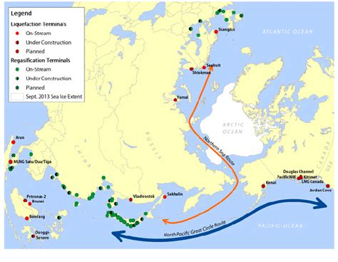 Lng Export And Import Terminals And Northern Shipping Routes Data