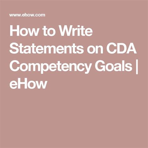 How To Write Statements On Cda Competency Goals Synonym Novel