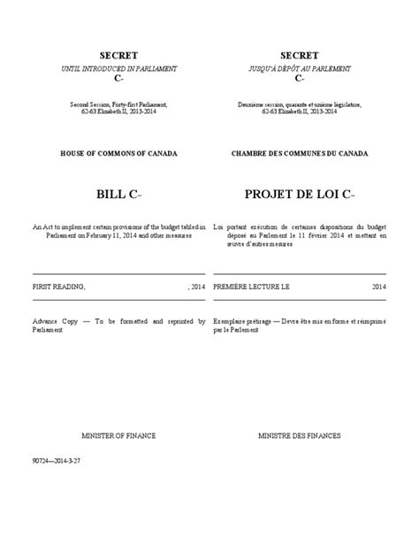 2014 Budget Implementation Bill Pdf Canada Taxes