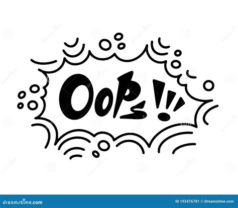 Black And White Speech Bubble With The Word Oops Stock Vector