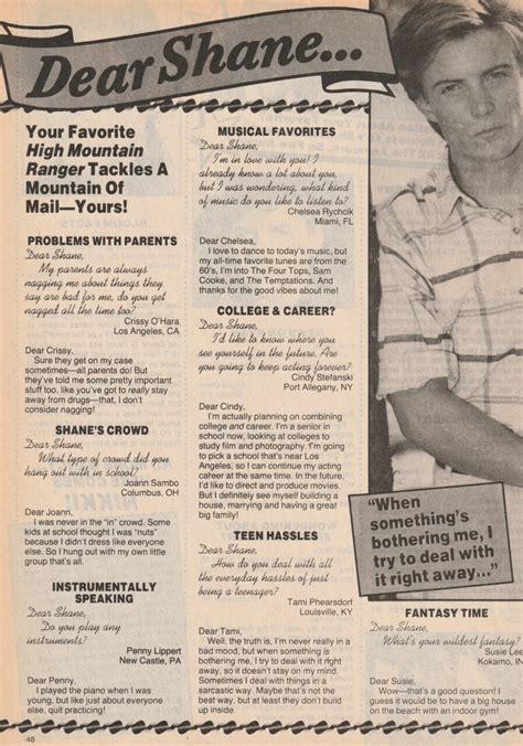 Shane Conrad Teen Magazine Clipping Dear Shane 16 Magazine Teen Stars