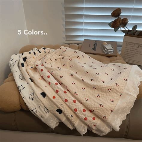 5종 반바지 레이스밑단 시원 찰랑 부들 키치패턴 여름 홈웨어 잠옷 파자마 모음집 에이블리