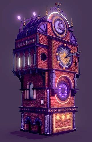 3d Model Stylized Townhall Vr Ar Low Poly Cgtrader