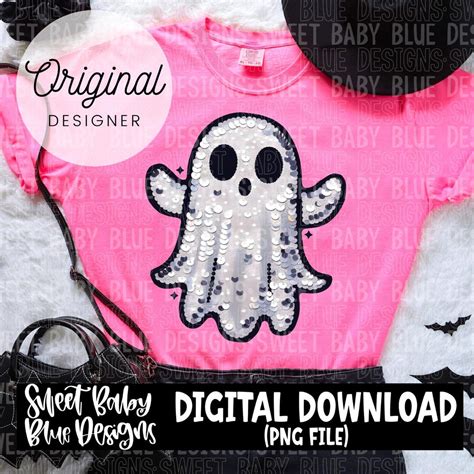 Sequin Ghost Halloween Digital Instant Download Png Clipart Etsy