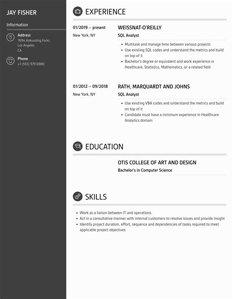 Sql Analyst Resume Samples Velvet Jobs