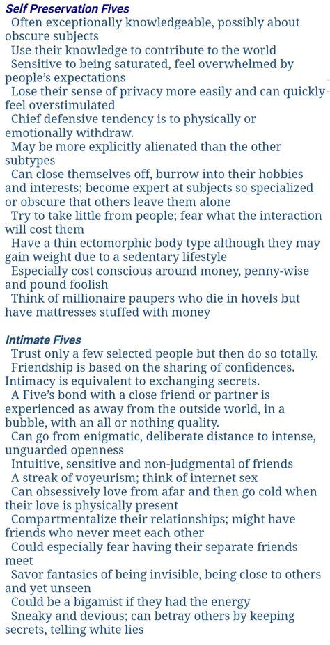 Self Preservation 5 Enneagram